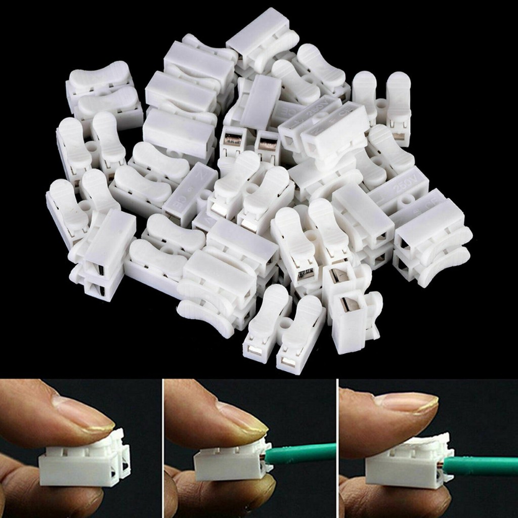 20Pcs/set CH-2 Spring Wire Connectors Electrical Cable Clamp Terminal ...