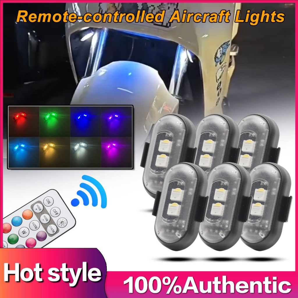 6PCS Remote RGB Led Aircraft Strobe lights Motorcycle Lights LED Flash Position Wireless Light ...