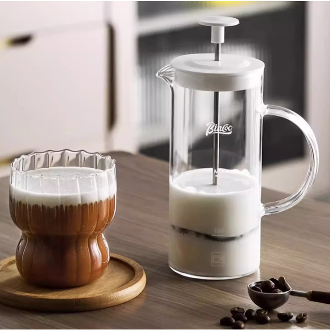 Household manual milk frother coffee hand pump glass cup cappuccino ...