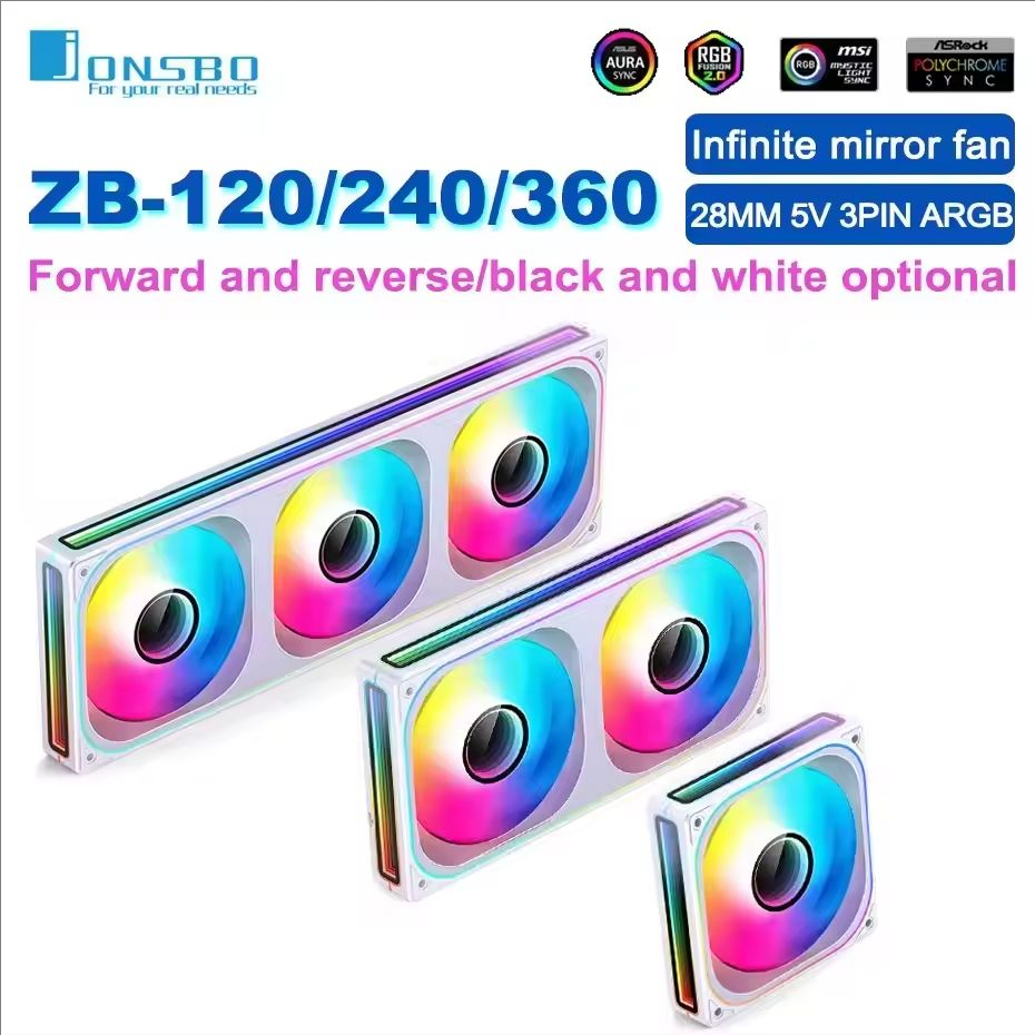 Jonsbo ZB-120/240/360 Combined Case Fan 360 Four Sided Thousand Layer Mirror 120mm PWM CPU ...