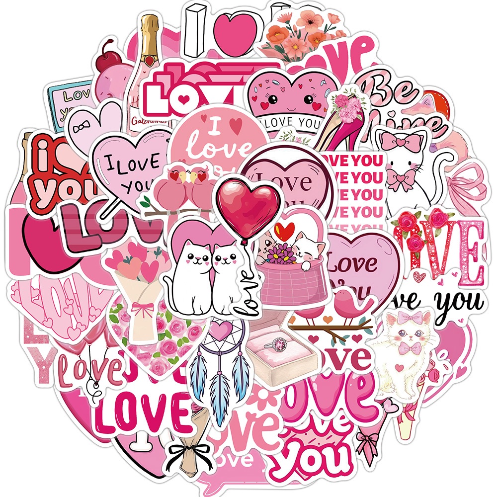 [Large Sticker]50PCS New I LOVE YOU Love Stickers for Scrapbook Luggage ...