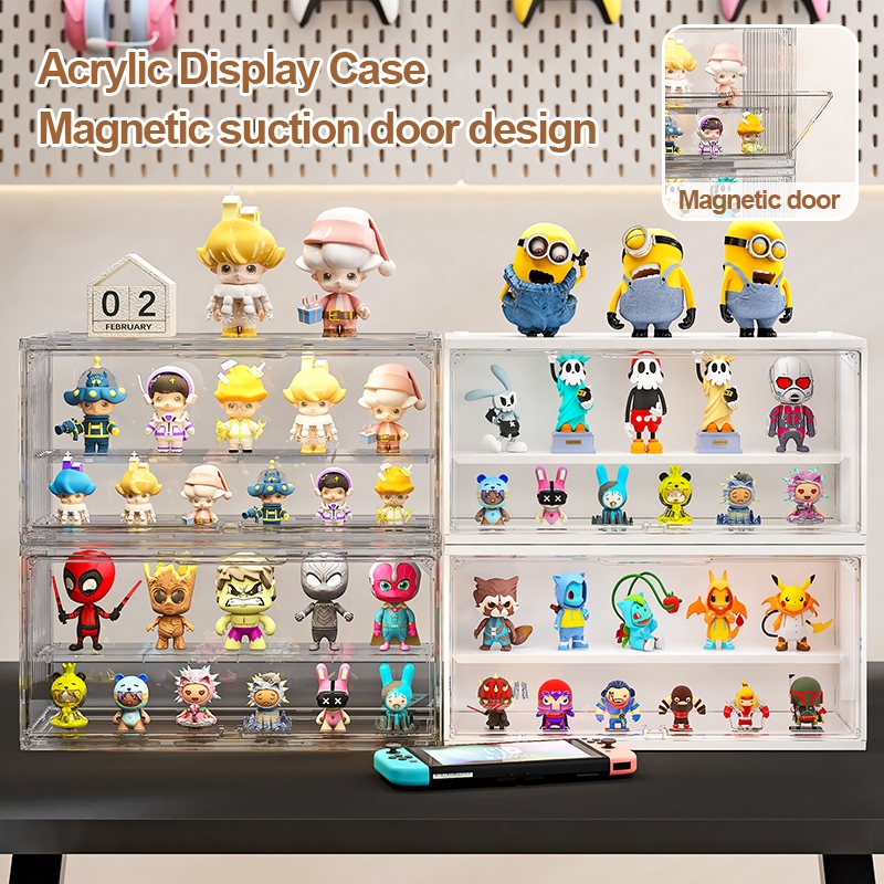 Acrylic Popmart Display Box Transparent Box Storage Organizer Stackable Magnetic Dustproof Box ...