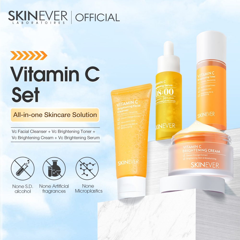SKINEVER Vitamin C Set Whitening Facial Cleanser Moisturizing Toner ...