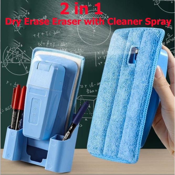 2 in 1 Dry Erase Eraser with Cleaner Spray, Whiteboard Eraser Magnetic ...