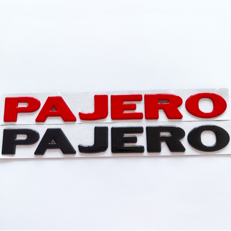 1 x Metal Black Red PAJERO Letter Car Auto Emblem Badge Sticker Decal ...