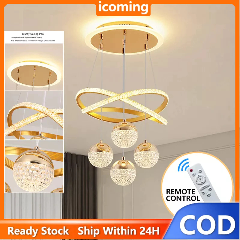 Modern Pendant Lamp Led Rings Circle Ceiling Hanging lampu chandelier ...