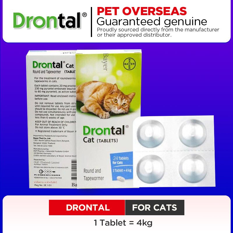 Drontal tablets for cats including hookworm whipworm roundworm and ...