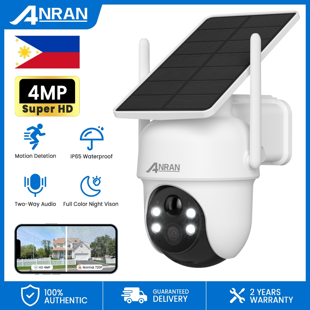 ANRAN Solar CCTV 4MP Security Camera Wireless Outdoor Solar Battery Powered Wifi IP Camera IP65 ...