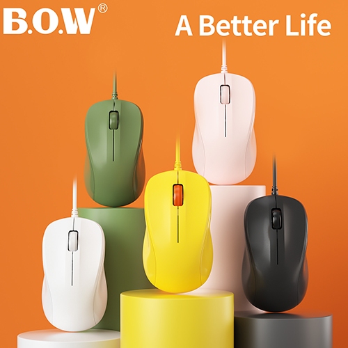 B.O.W M136U Wired Mouse Portable Colorful Office Mouse Yellow Pink ...