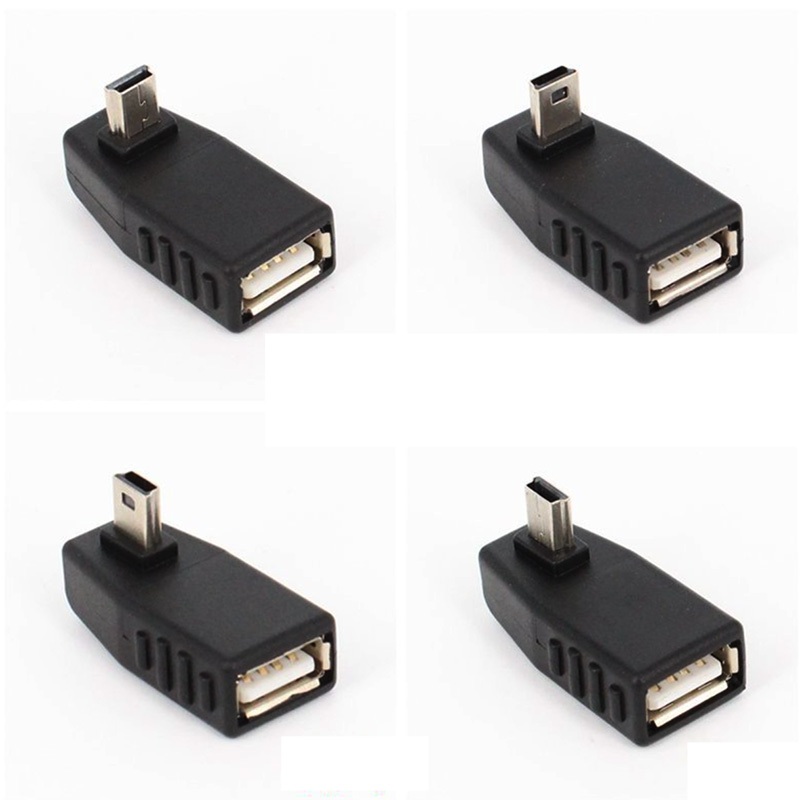 USB Type A Female to Mini B 5 Pin Male 90 Degree Converter OTG Host ...