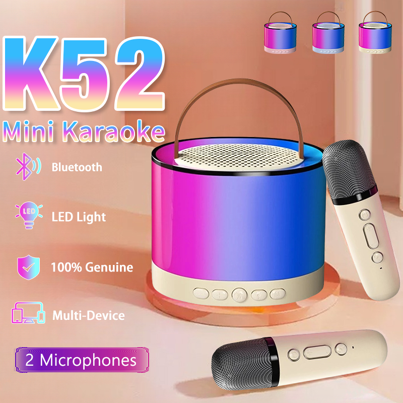 YUMMY K52 Mini Bluetooth Speaker Wireless Karaoke Portable Home Party Speaker With MIC RGB Lampu ...