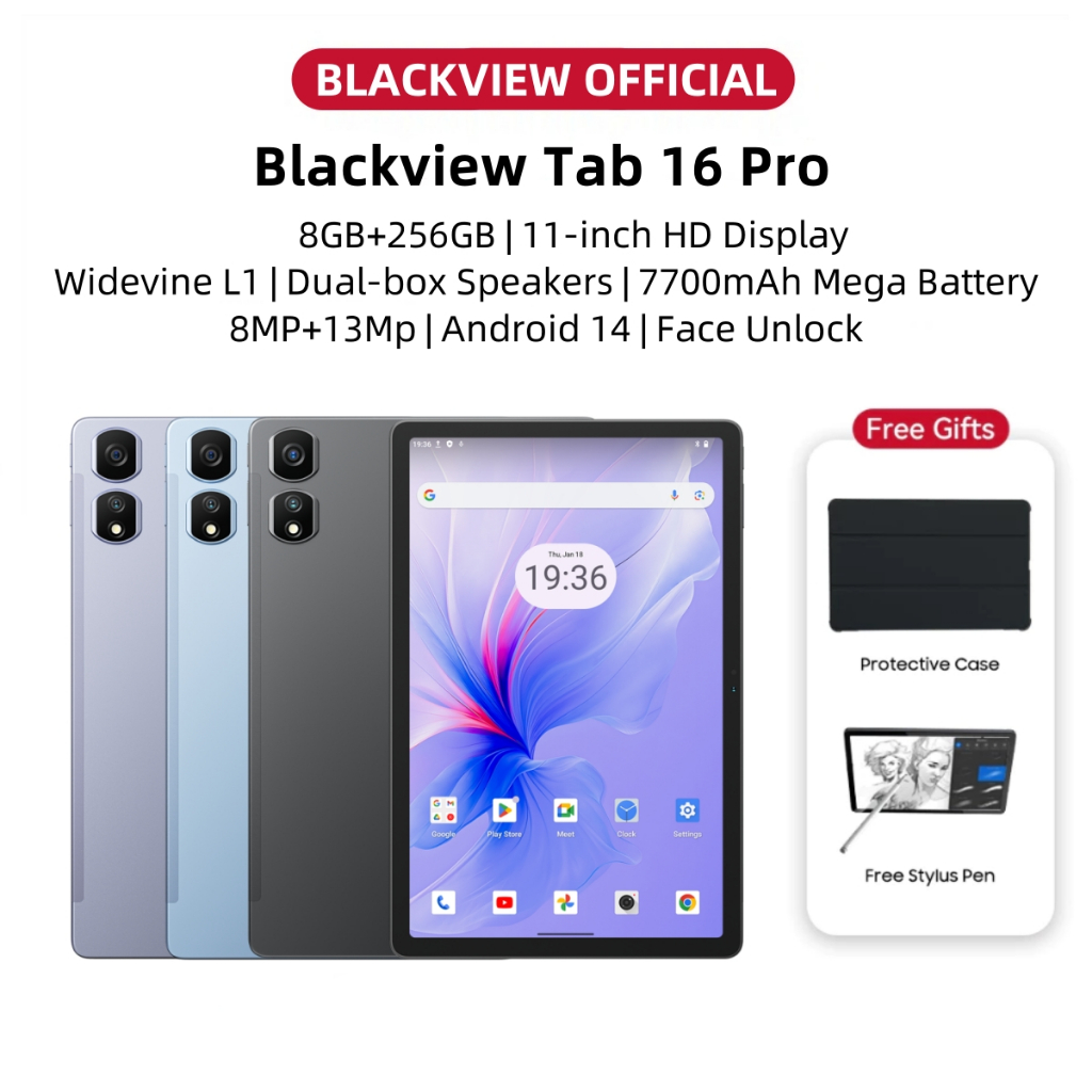Blackview Tab 16 Pro Tablet Android 14 (11'' / 8GB + 256GB)24GB RAM ...