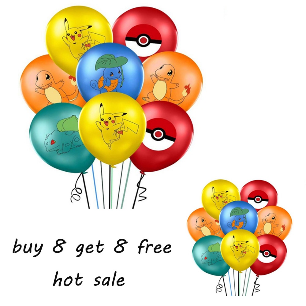 16pcs Pokemon Theme Pikachu 12 Inch Latex Balloons Birthday Party ...