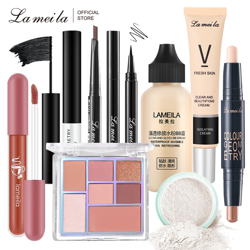 Lameila Makeup Set Isolation Cream Bb Contouring Stick Lipstick Mascara ...