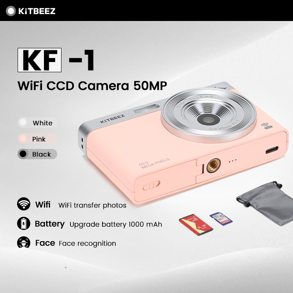 KiTBEEZ KF-1 WiFi Retro CCD Camera 50MP 16X Zoom Image Stabilization ...