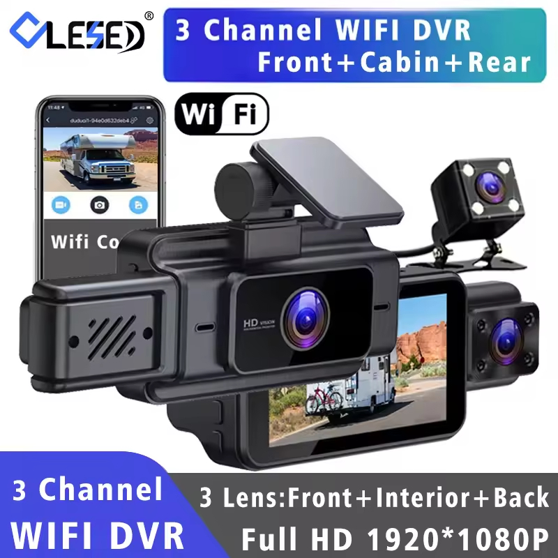 WiFi 3 Channel Dash Cam Cabin Len Car Dvr HD1080P Interior Camera ...