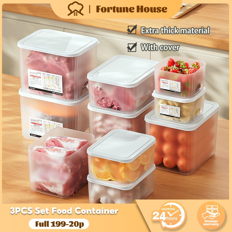 FORTUNE HOUSE 3PCS Set Food Container Meal Microwave Resistant Plastic ...