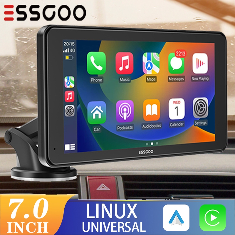 ESSGOO CarPlay Android Auto Car Radio Multimedia Video Player 7inch Portable Touch Screen With ...