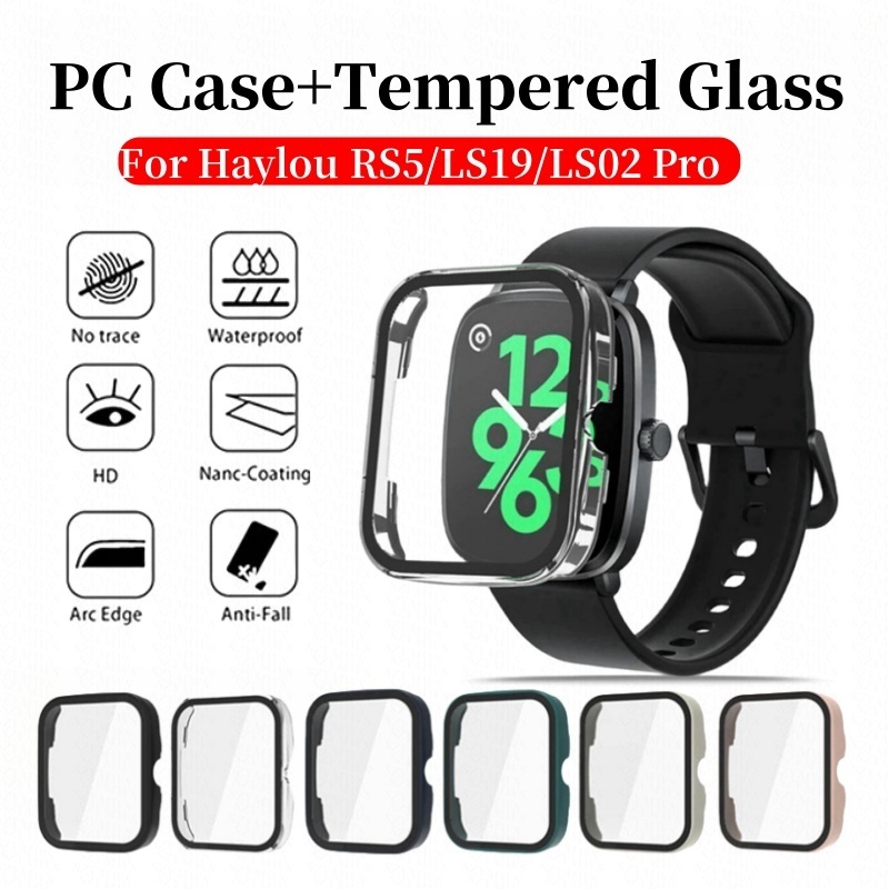 For Haylou Watch RS5/LS19 Hard PC Case With Tempered Glass Film Screen ...