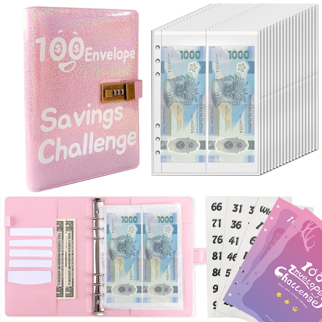 100 Day Savings Challenge Loose-leaf Savings Notebook A5 Password Lock ...