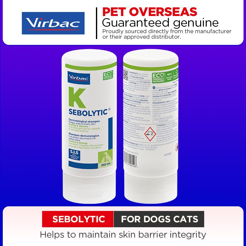 Virbac Sebolytic SIS Shampoo Helps to maintain skin barrier integrity ...