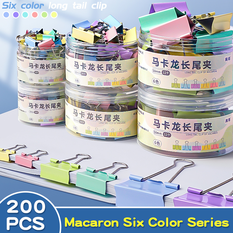200PCS 19/32MM high-end macaron long tail clip Multipurpose File Paper ...