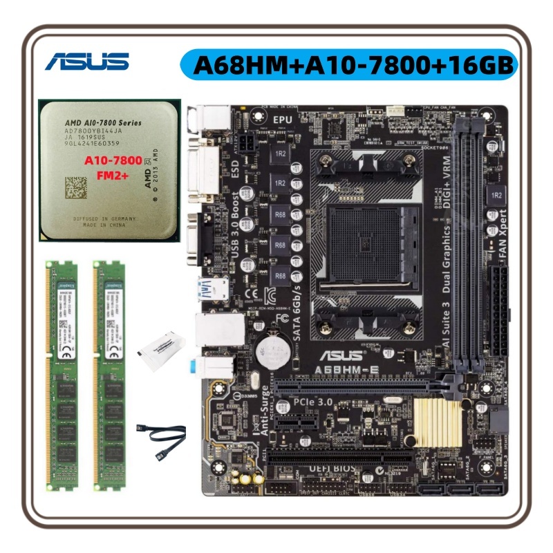 ASUS Used FM2 FM2+ A68HM-E/K+8GB 1G A8-7600 A10-7800 A10-5700 CPU Desktop with Integrated AMD ...
