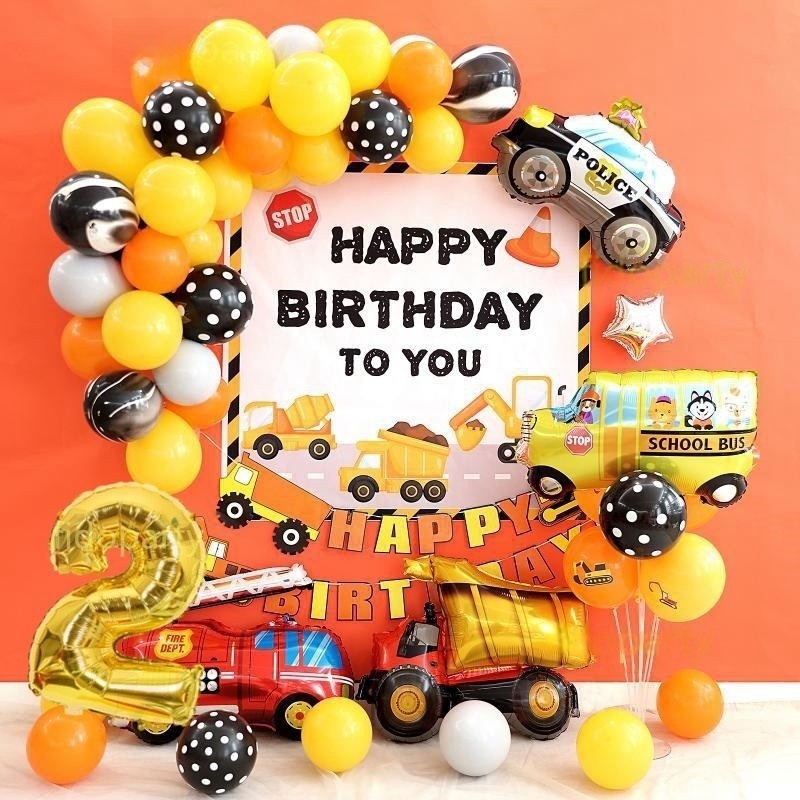 Engineering Vehicle Theme Balloon Set Mini Construction Ballons Baby ...