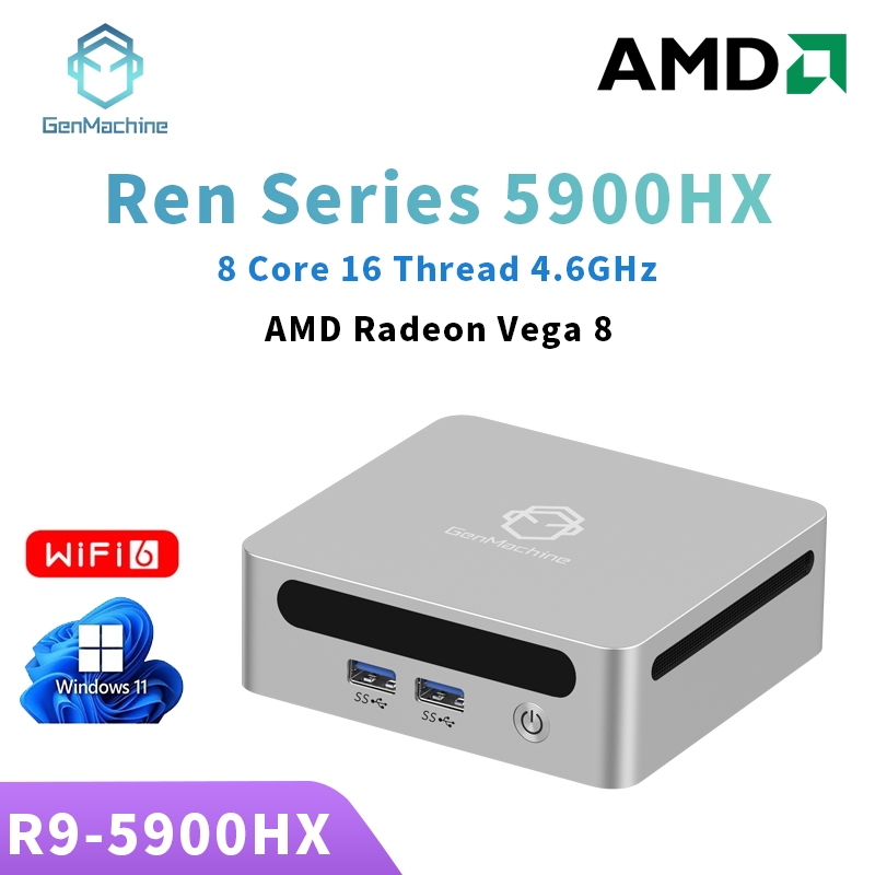 GenMachine Mini PC Ren series AMD Ryzen 9 5900HX SSD 2*DDR4 3200Mhz ...