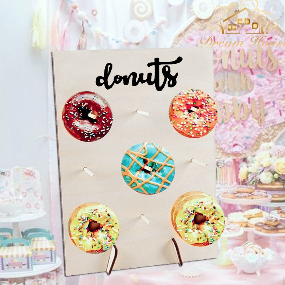 Wooden Donuts Wall Display Stand Candy Holder Sweets Doughnut Rack ...