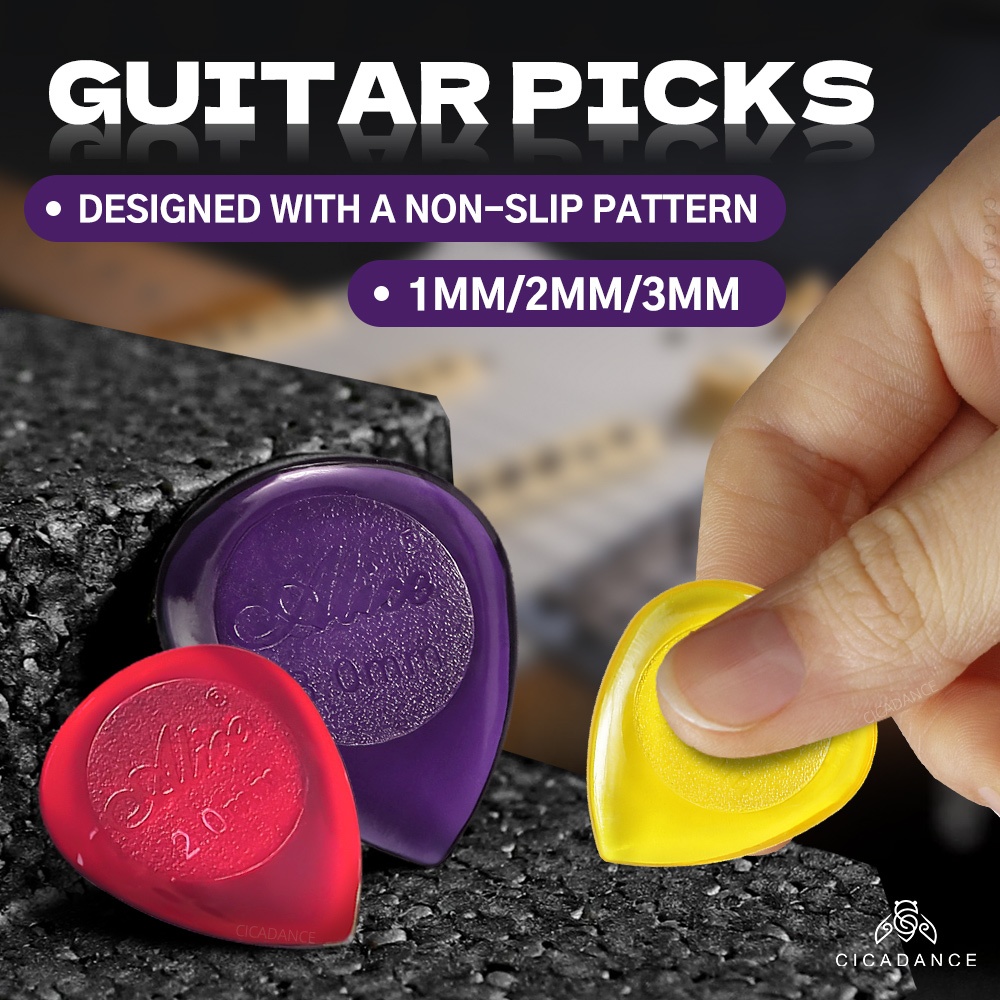 Alice 10/30/50 PCS Electric Guitar Pick 1mm/2mm/3mm Stubby Matte Non ...
