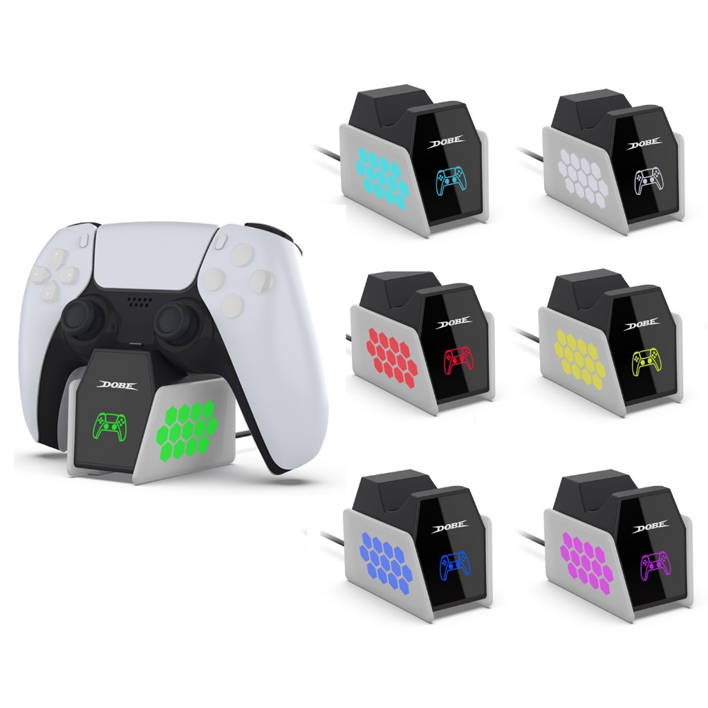 DOBE RGB Controller Charger Dock for PS5 DualSense/PS5 DualSense Edge ...