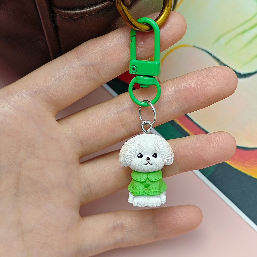 Niche Bichon Frise Dog Bag Pendant Handmade Keychain Teddy Bull Terrier ...