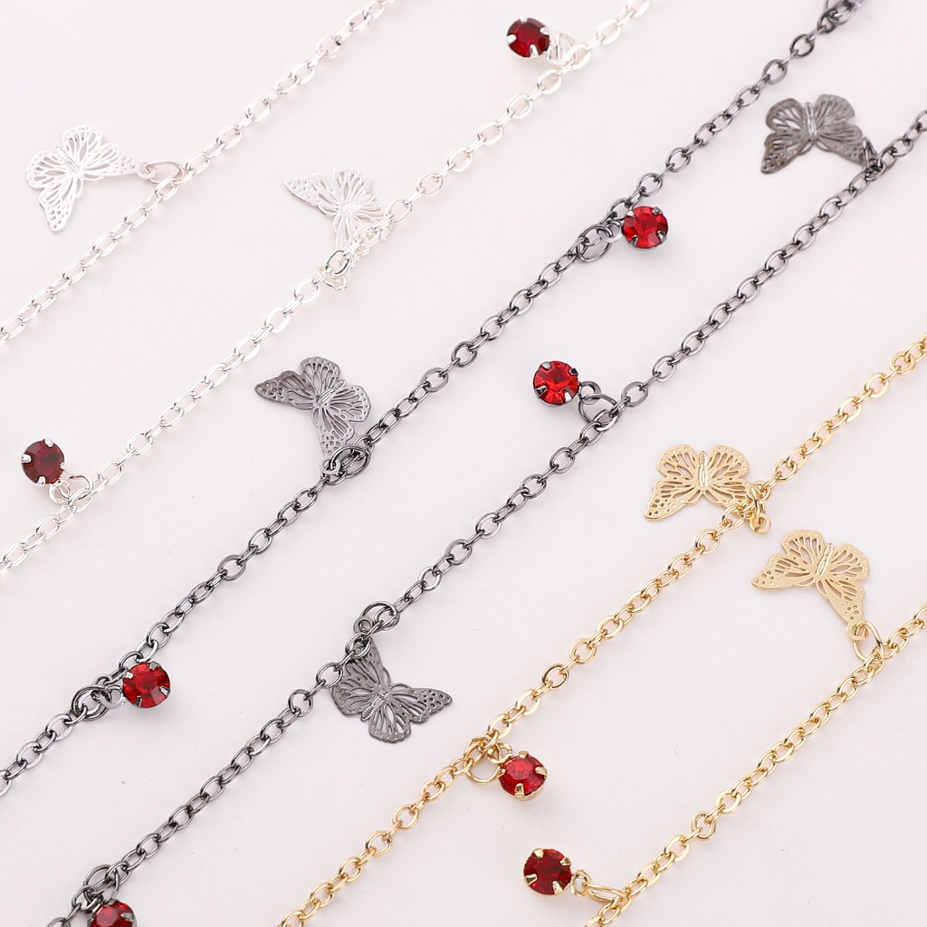 Red Diamond Butterfly Chain Hollow Butterfly Pendant Chain DIY ...