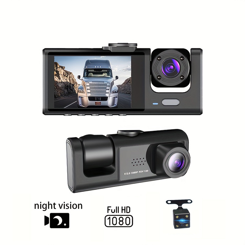 3 channels FHD 1080P Car Camera 3 Ways dash cam Asawin 2.0" Ips Screen ...