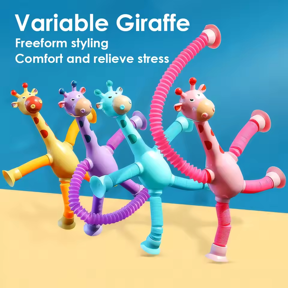 Telescopic Suction Cup Giraffe Toy Pop Tubes Fidget Toys Stress Relief ...