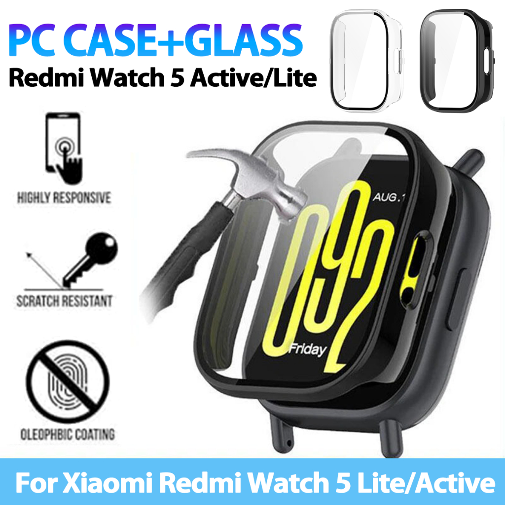 PC Case+Tempered Glass For Redmi Watch 5 Active/Lite Smartwatch Screen ...
