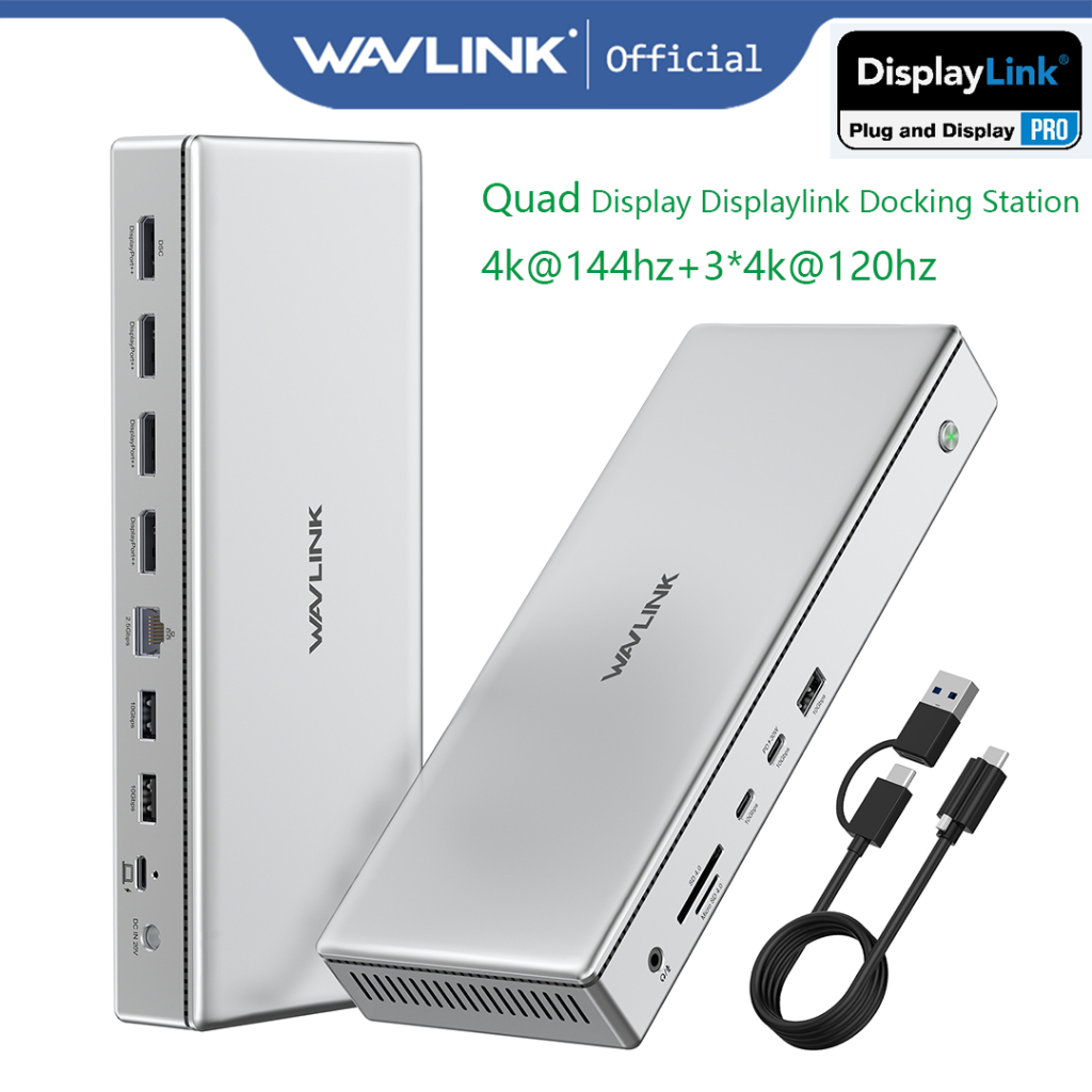 WAVLINK Quad Display DL7400 10K 8K 4K 144HZ 120HZ USB C Docking Station ...