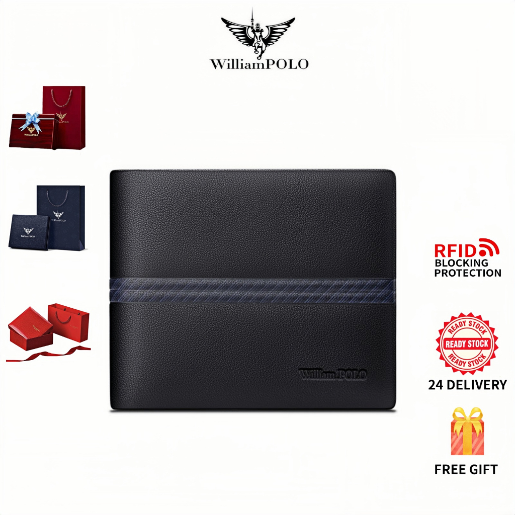 William polo wallet for men leather original short wallet ultra-thin ...