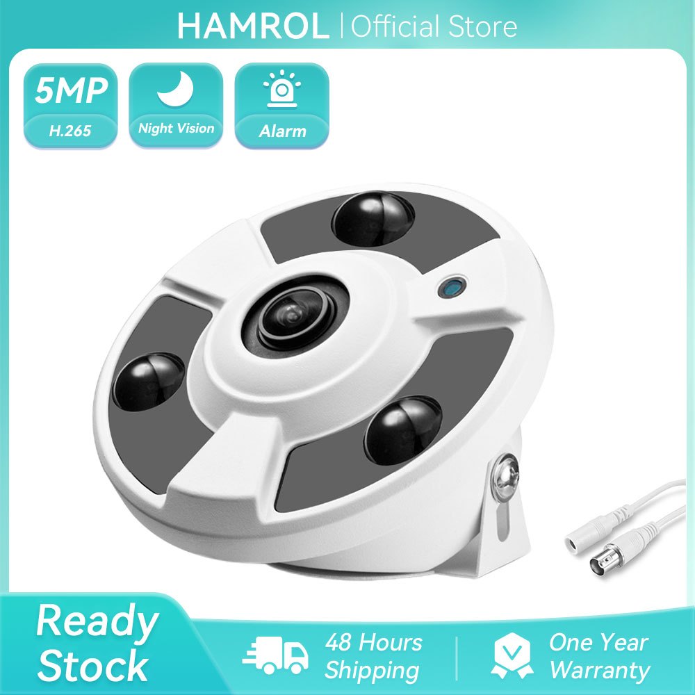 Hamrol AHD Camera 5MP 1.7MM Fisheye Lens Panoramic 1080P Surveillance ...