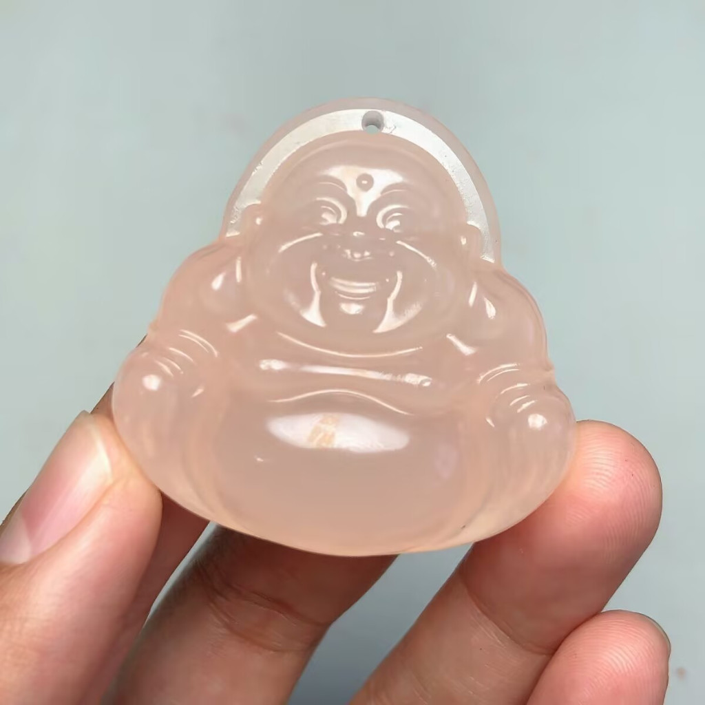 Natural lotus root powder Afghan jade Maitreya Buddha pendant ice ...