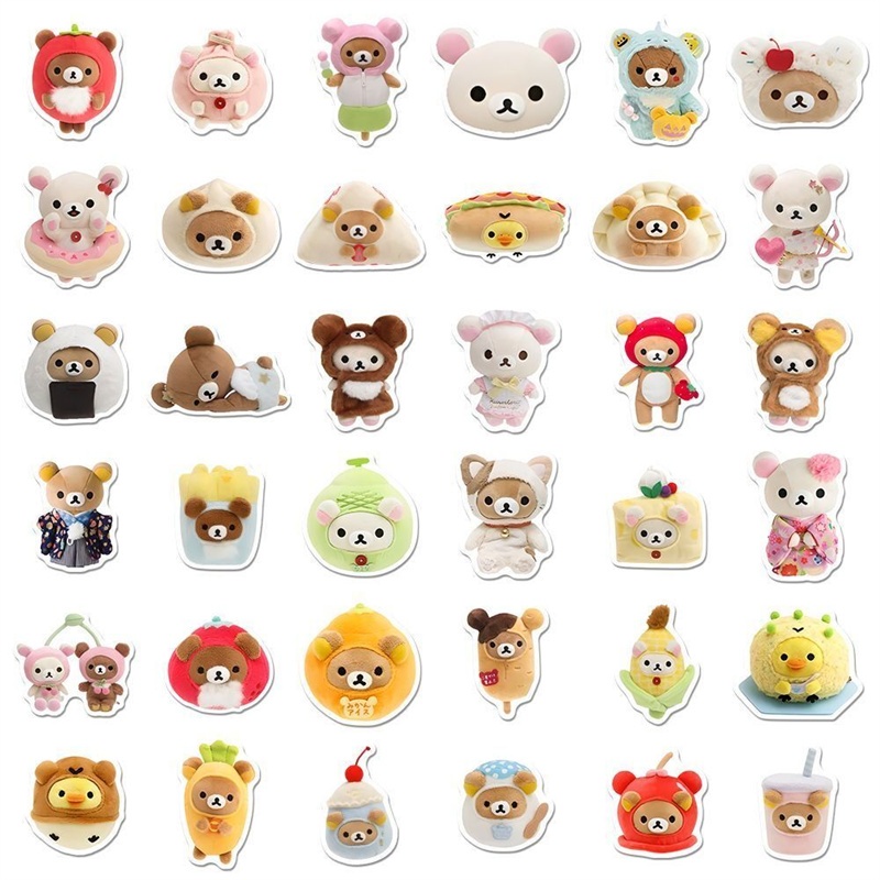 Rilakkuma Stickers 63 Pieces Set Cartoon Bear Cute Stickers Waterproof ...