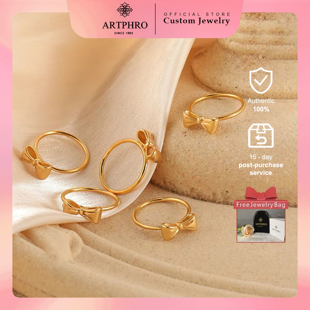 ARTPHRO Bowknot titanium steel ring for women fashionable simple and ...