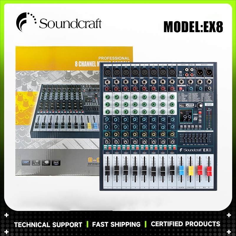 Soundcraft EX-8 Professional 8-Channel Mixer, 99 Clock Reverb Effect ...