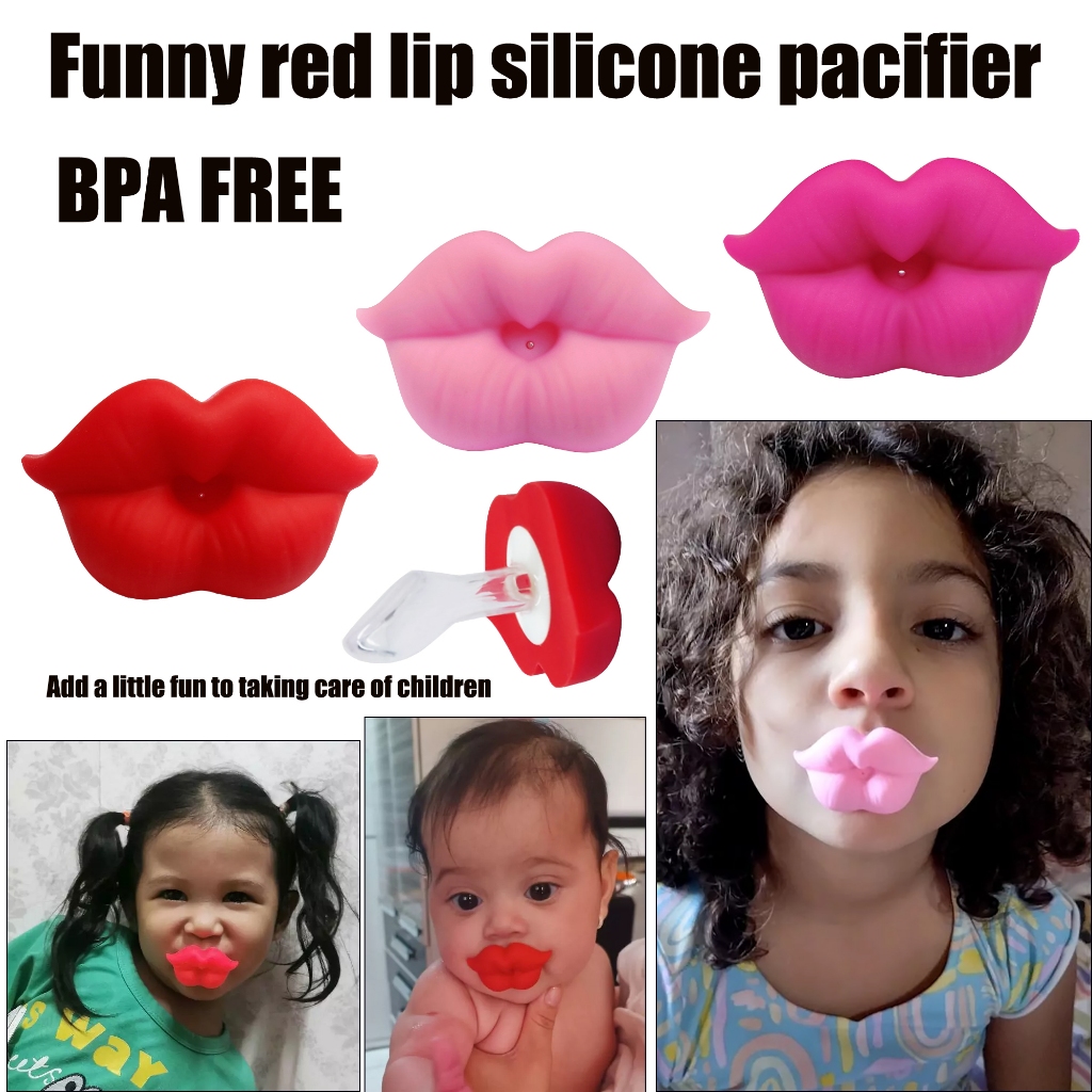 Cute Funny Big Red Lip Baby Pacifier Makes Baby Days More Happier ...