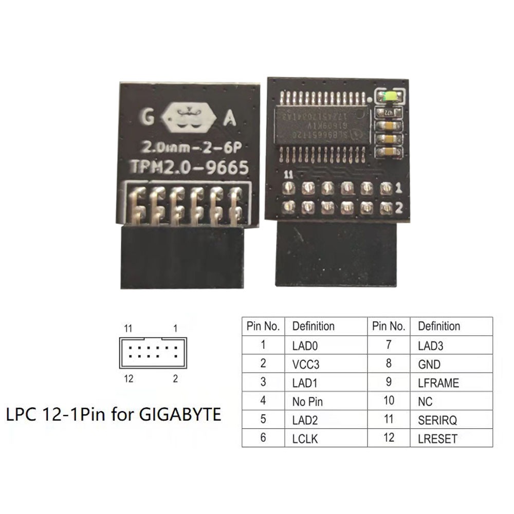 LPC 12pin TPM 2.0 9665 Encryption Security Module Remote Card Board For MSI ASUS ASROCK Gigabyte ...