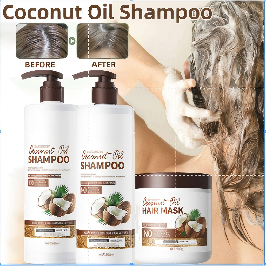500ML Coconut oil Shampoo and conditioner Anti-Dandruff Repair Damage Hair Dry Hair Care Control ...