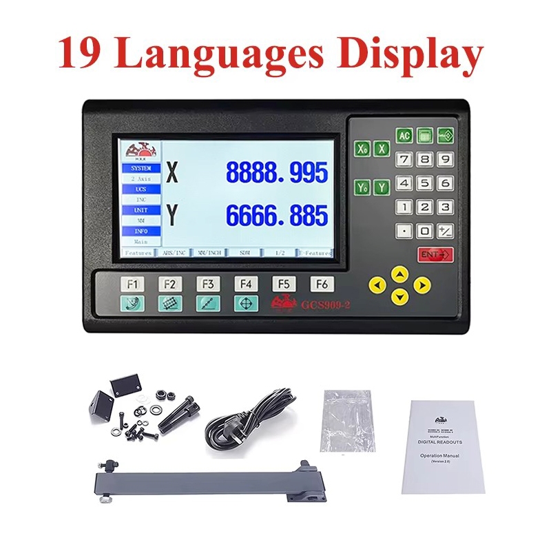 HXX 2 Axis 3-axis GCS909 Multi-Language Big LCD Metal Digital Readout Display 5U Linear Lines ...