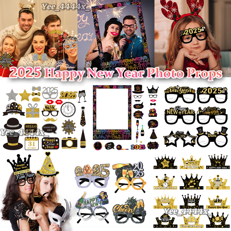 2025 New Year Party Photo Props Creative New Year Picture Booth Props ...