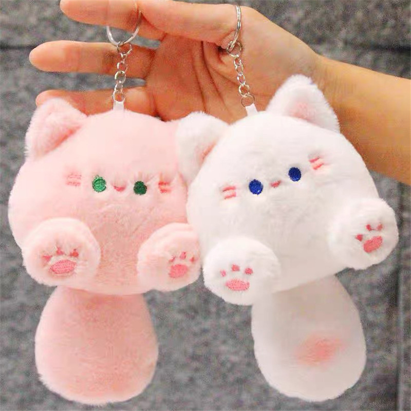 cat plushie cartoon keychain plush Korean style cat statue key chain ...